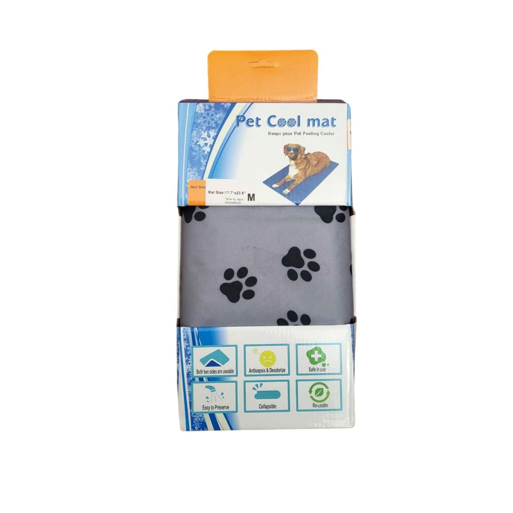 Manta Gel Refrescante Gris/Huellas Talla M (45X60Cm) – Petcity