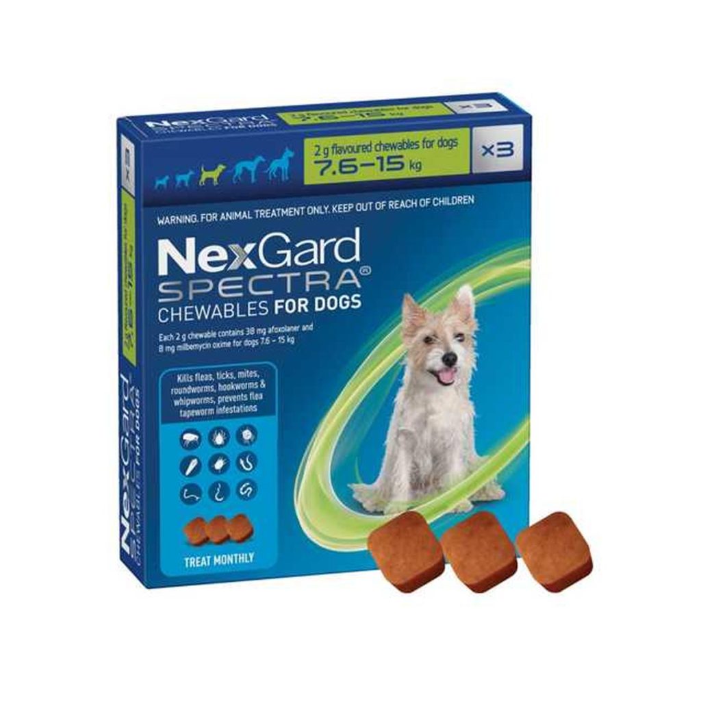 Nexgard Spectra antiparasitario 7.5 kgs a 15 kgs 3 Comprimidos - Petcity